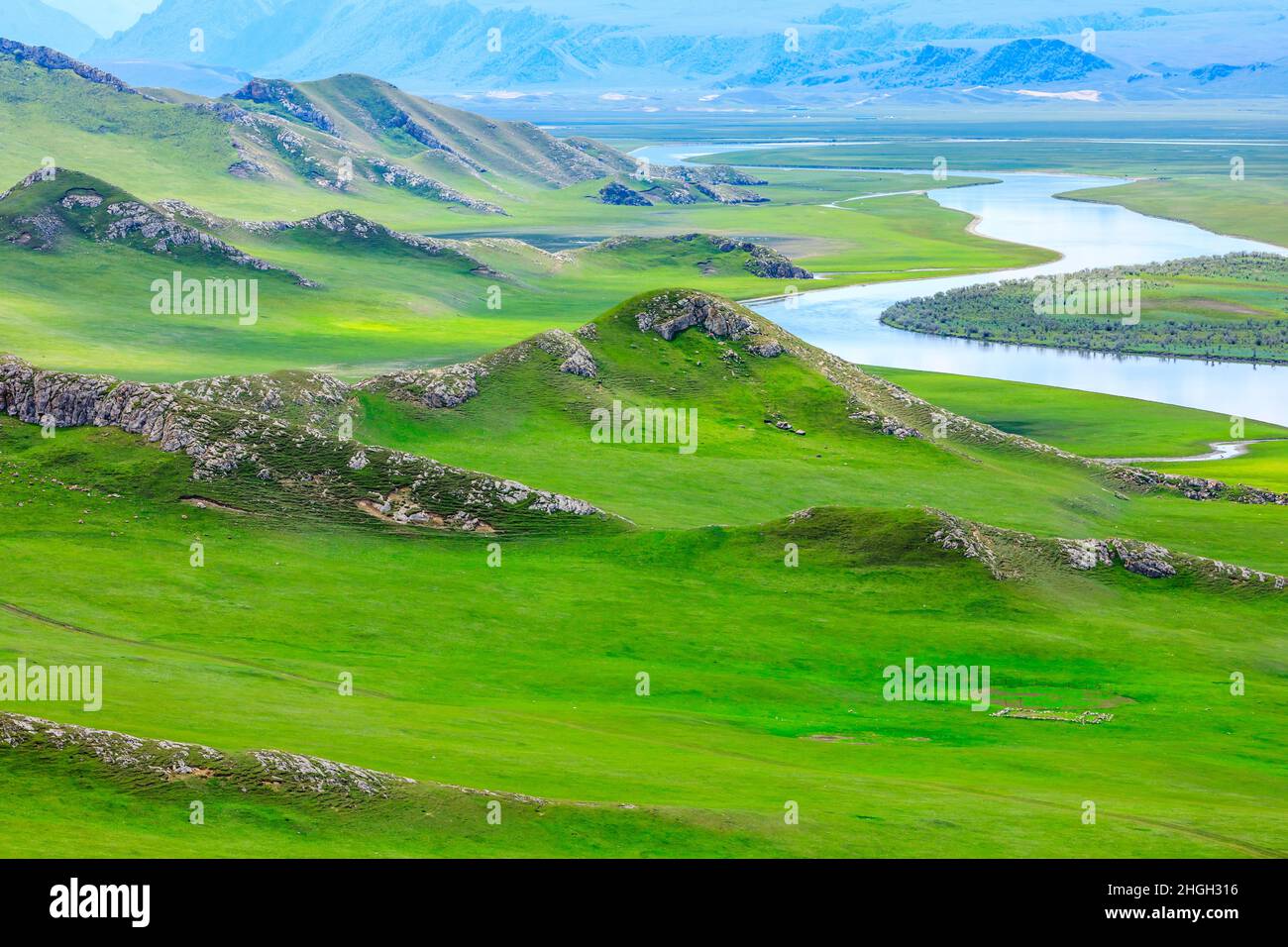 Bayinbuluke grassland natural scenery in Xinjiang,China.Beautiful ...