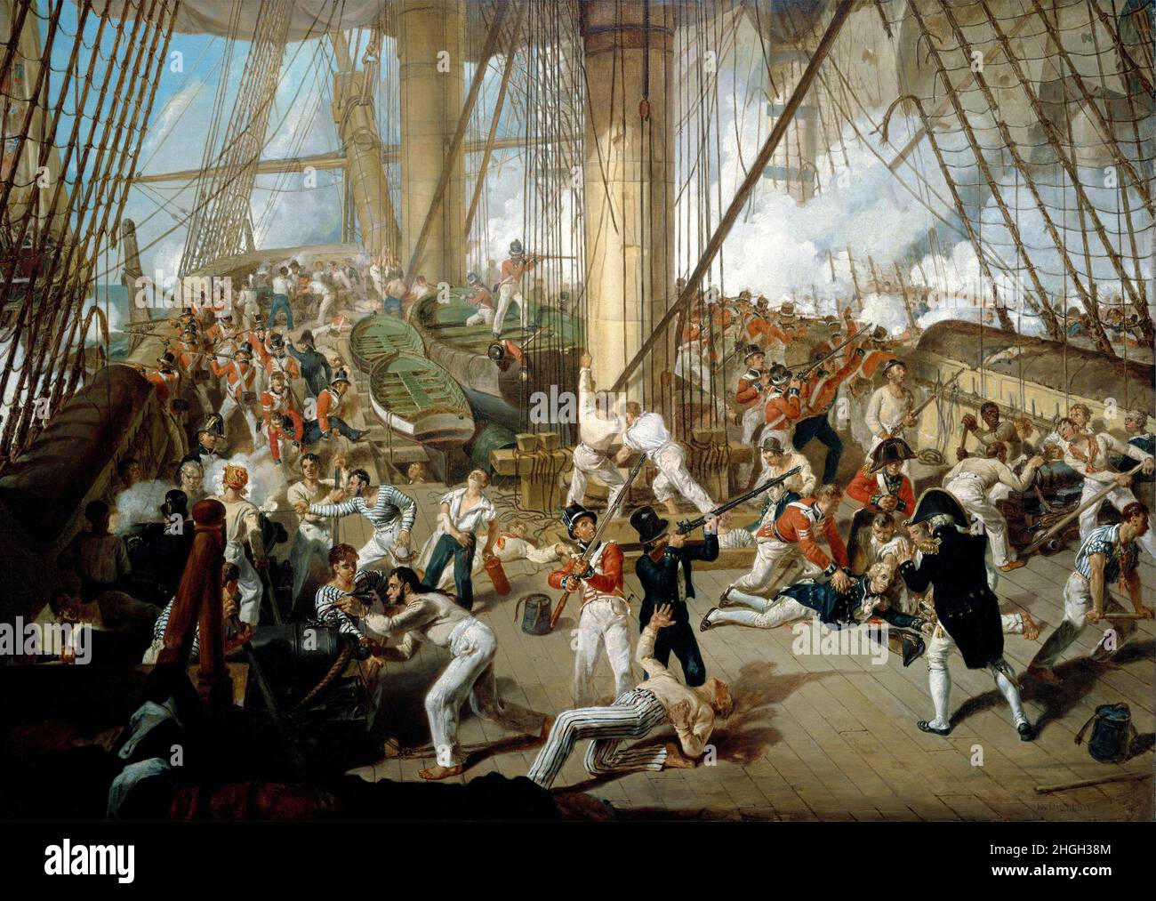 "The Fall of Nelson" at Battle of Trafalgar, by Denis Dighton (1792 ...