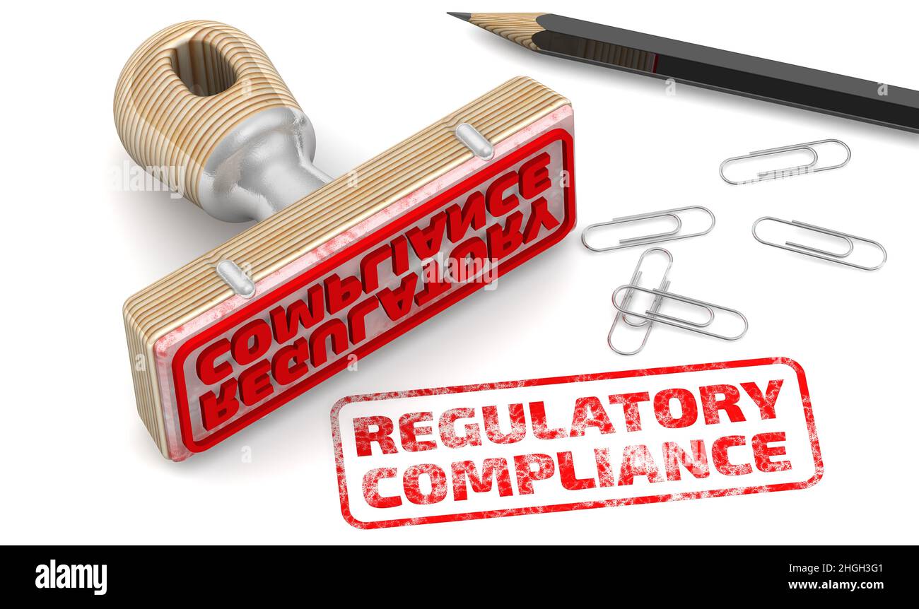 Regulatory compliance. The stamp and red imprint REGULATORY COMPLIANCE ...