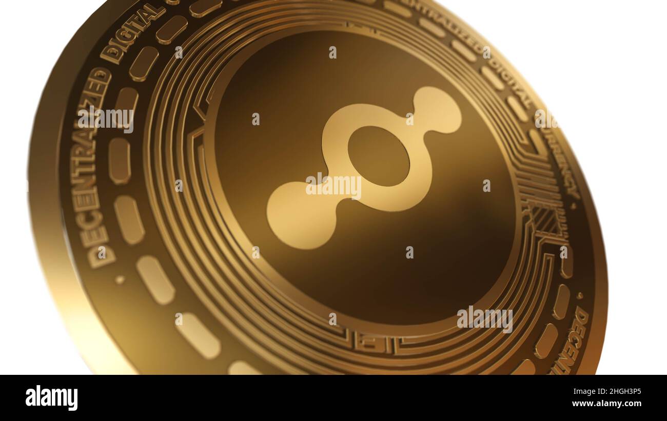 Golden Cryptocurrency of Helium HNT Sign Isolated on a White Background ...