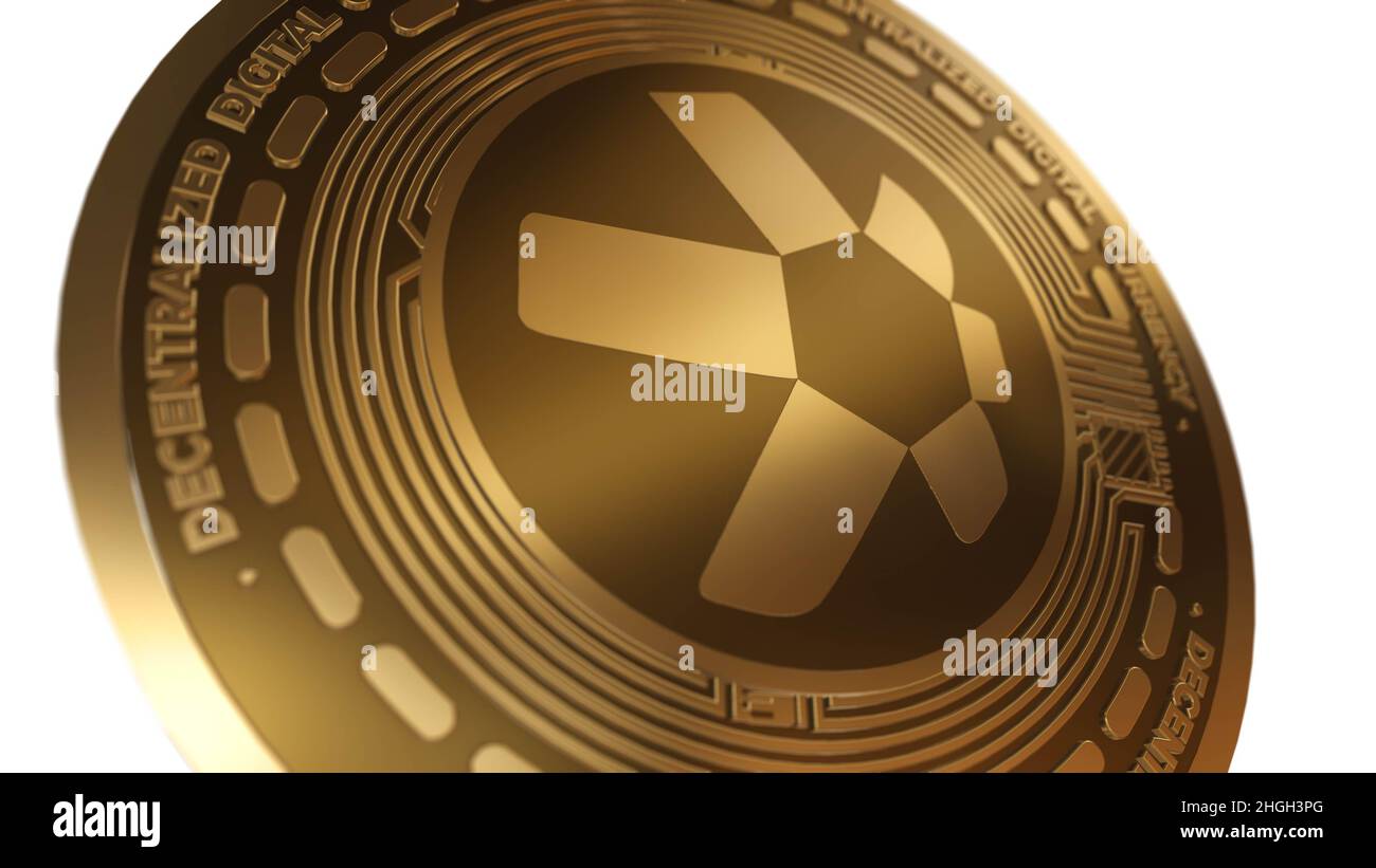 Golden Cryptocurrency of Quant QNT Sign Isolated on a White Background ...