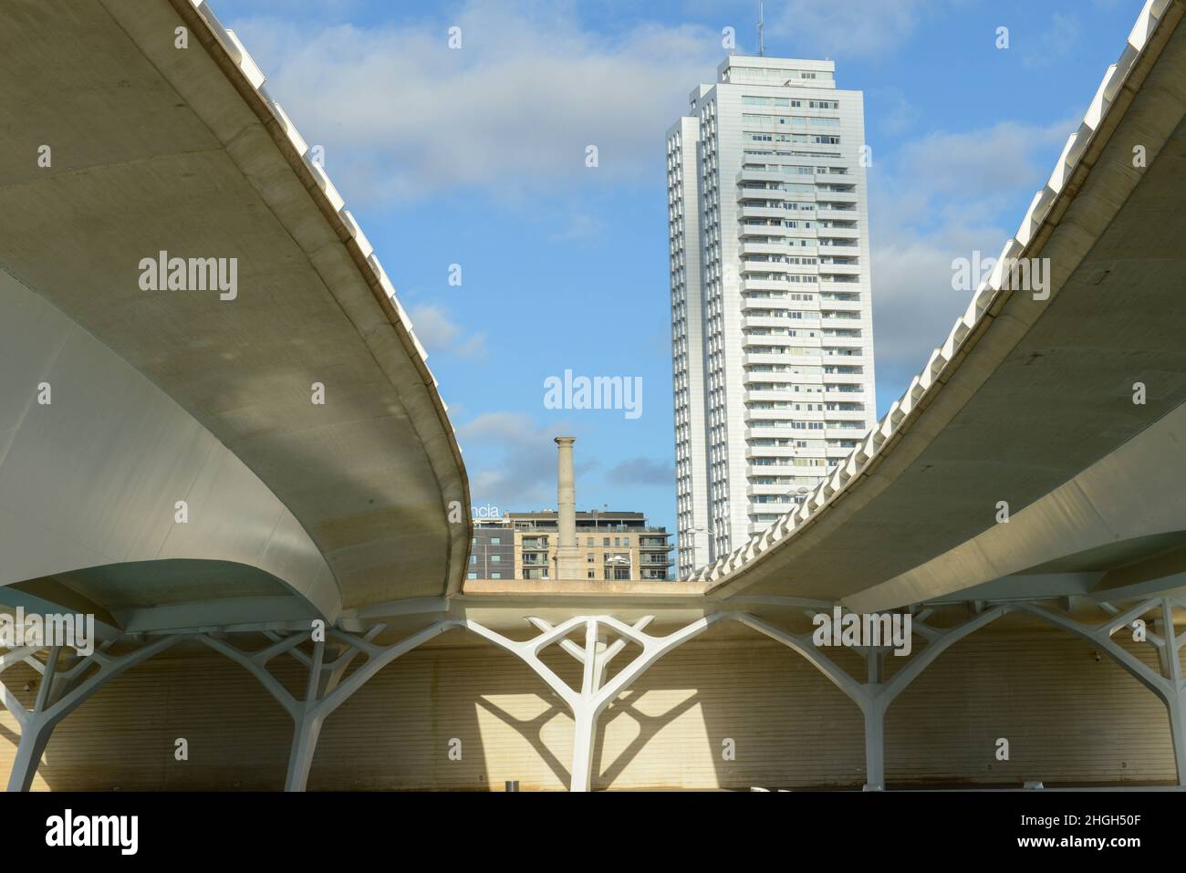 Montolivet Bridge of architect Santiago Calatrava at Valencia in Spain ...