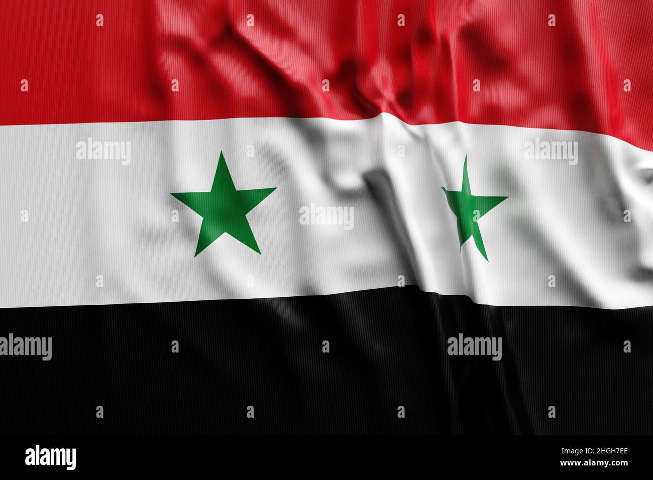 3D illustration of Syria national developing flag. Country symbol Stock ...