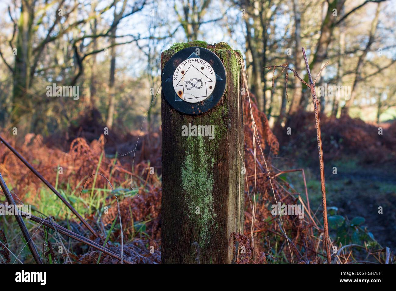 Staffordshire Way footpath sign. Highgate Common. South Staffordshire ...