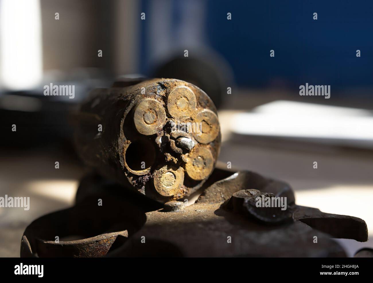 Old rusty revolver, Isolated, Pistol Mechanism Stock Photo - Alamy
