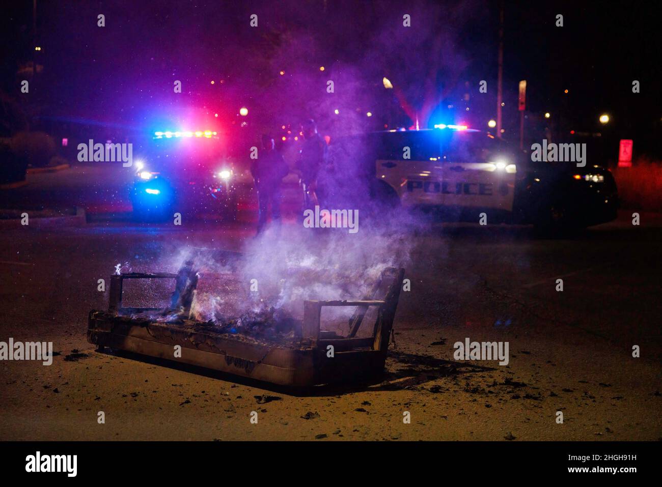 Firefighters and police respond to a sofa fire from the Indiana ...