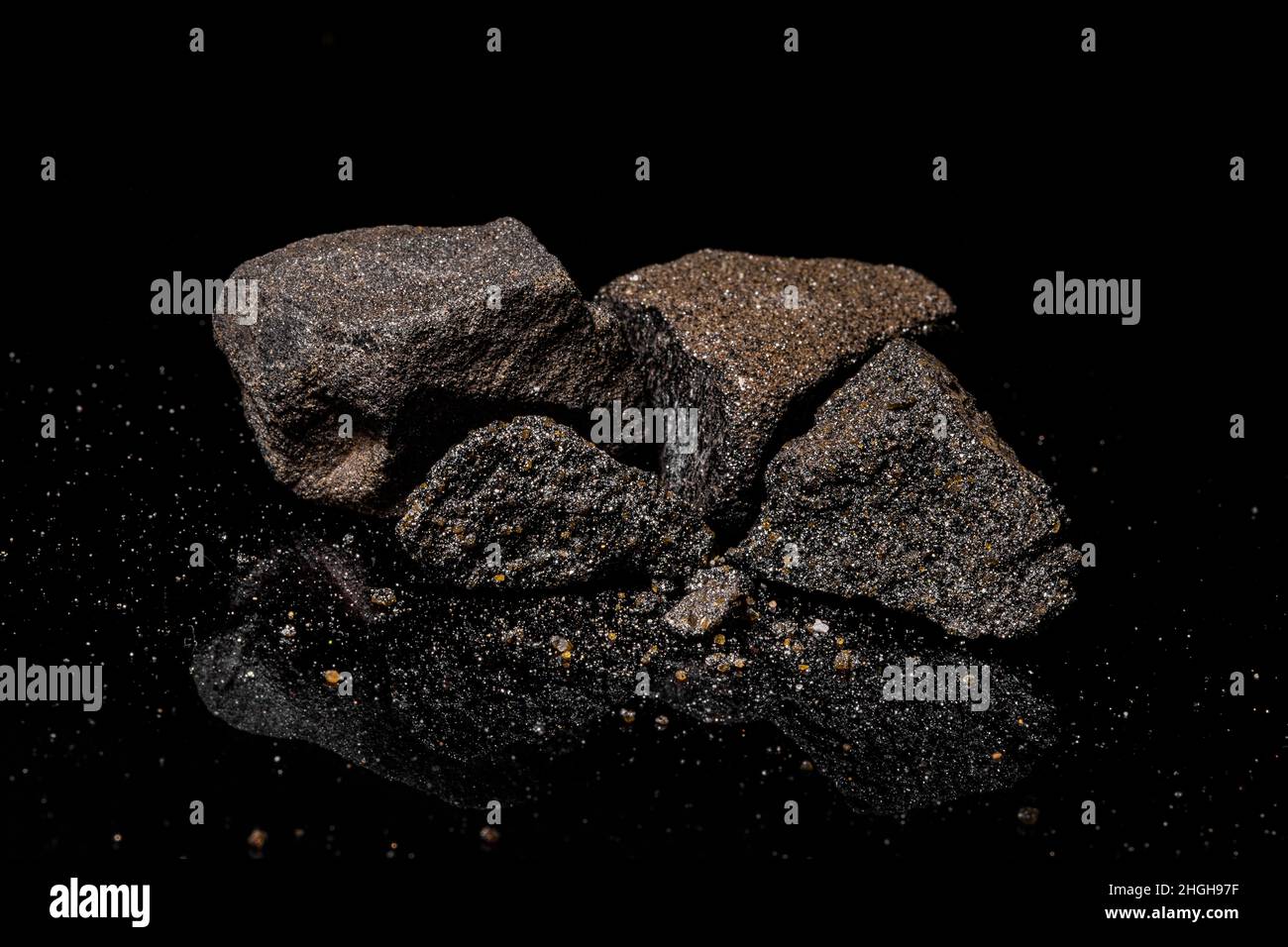 Macro Close up image of raw material Platinum and Chrome Ore rock ...