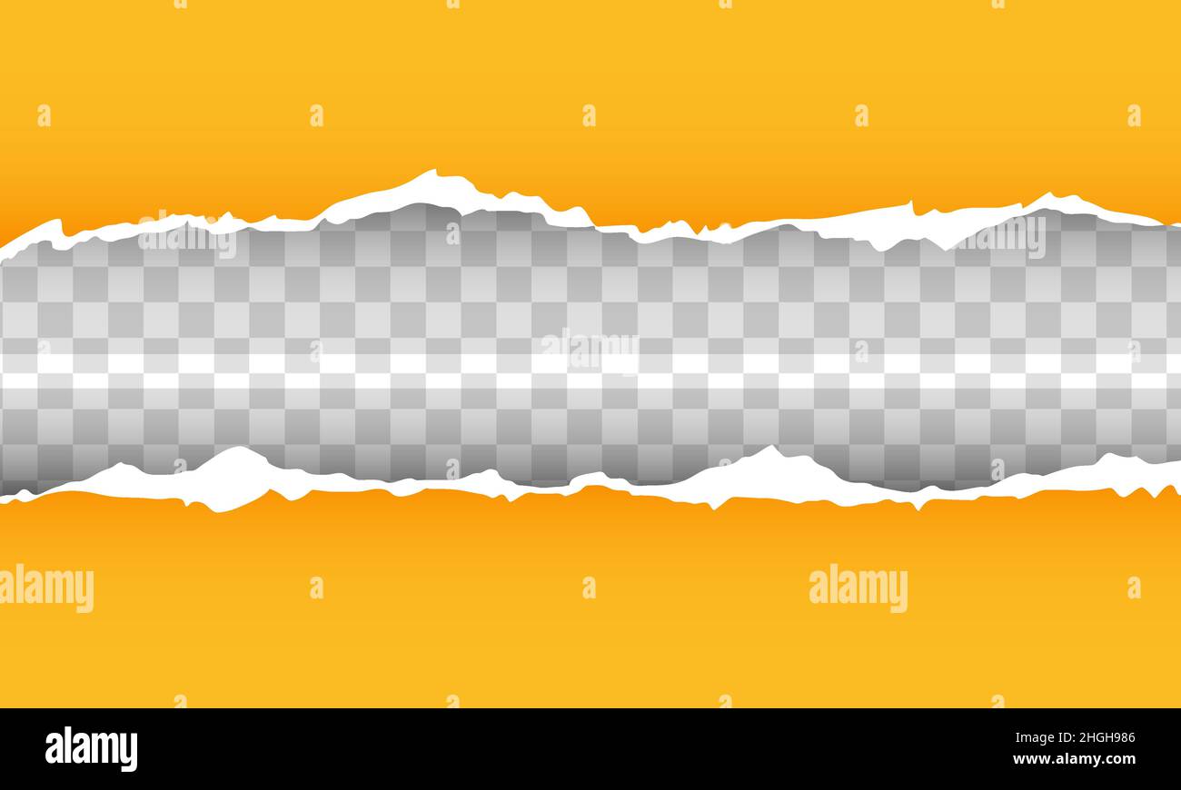 Yellow sheet of torn paper on transparent background Stock Vector Image ...
