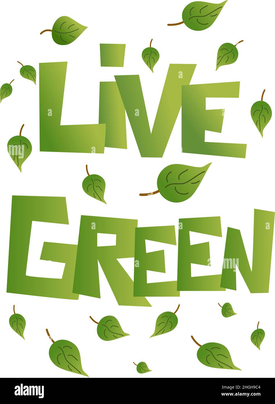 Live green concept writing with leaves Stock Photo - Alamy