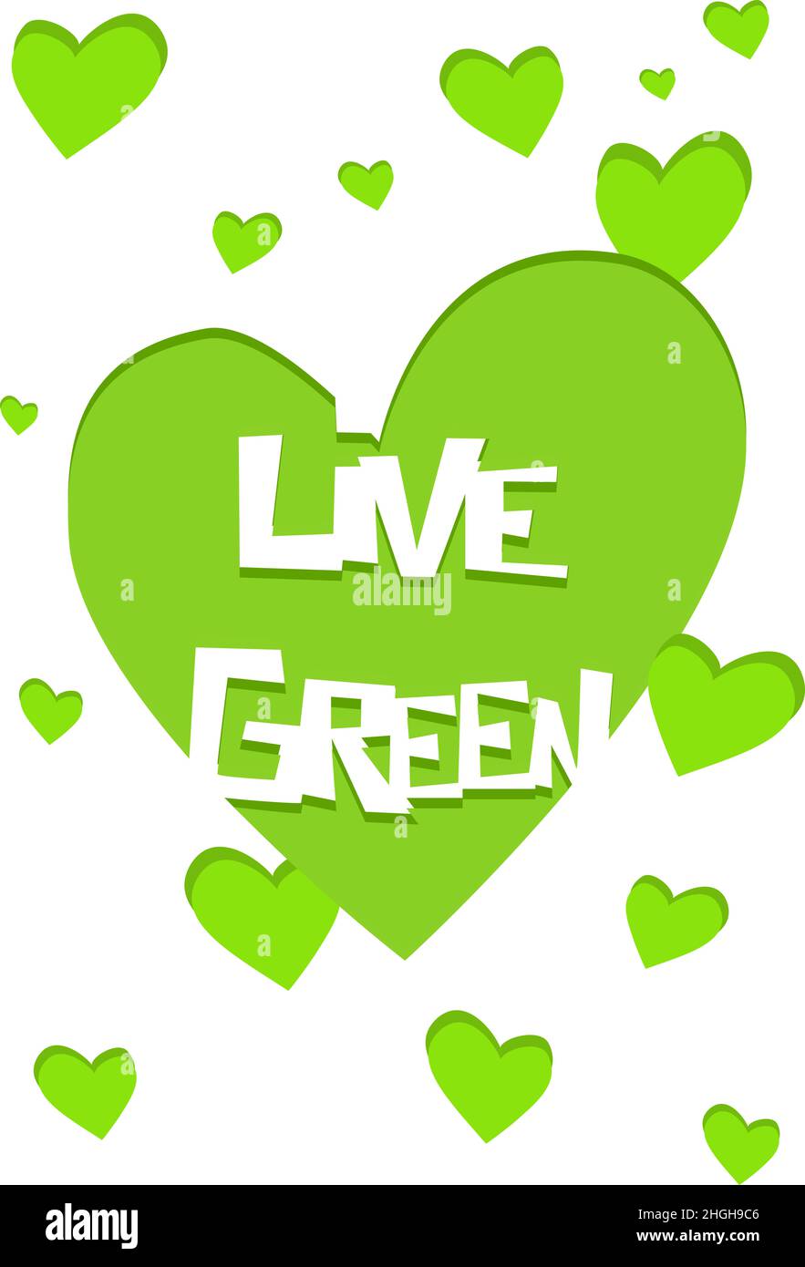 Live green concept image with hearts Stock Photo - Alamy