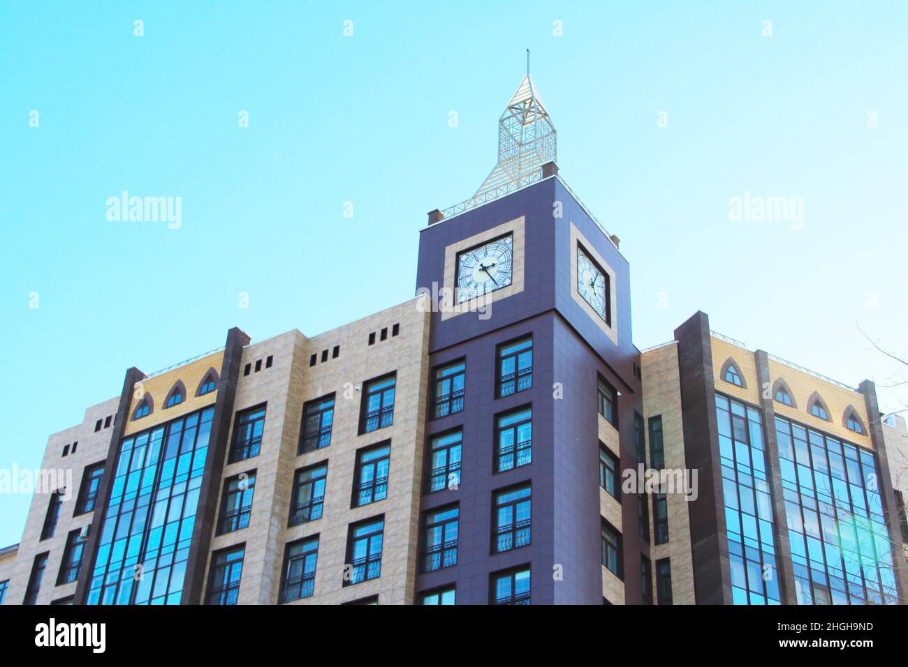 Modern urban architecture, rows of windows reflecting the sky. The ...