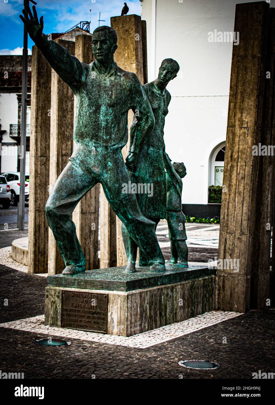Family Running away Statue in Sao Miguel Portugal Stock Photo - Alamy