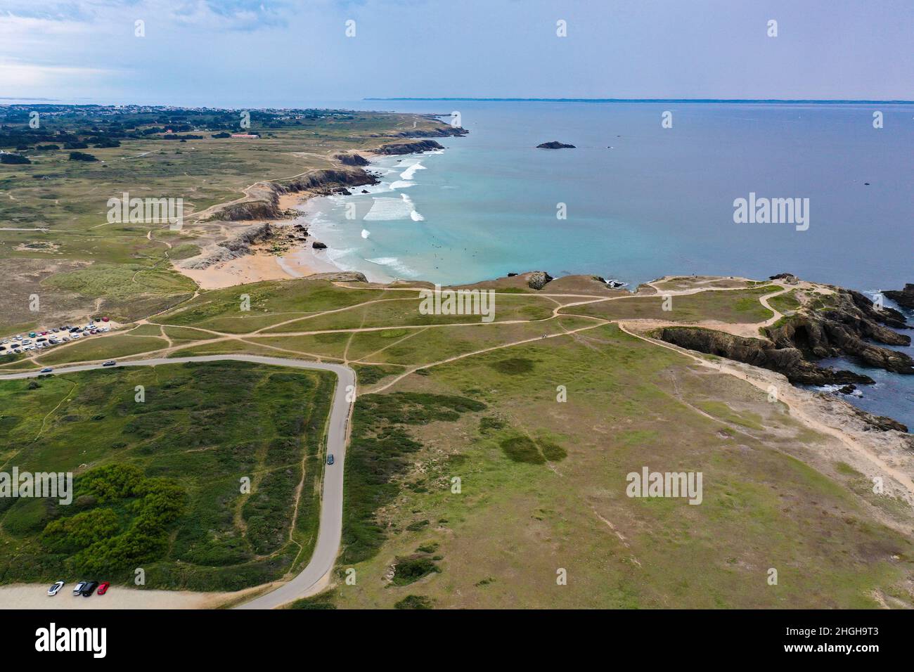 aerial view of the peninsula of Quiberon in Finistere in Brittany Stock ...