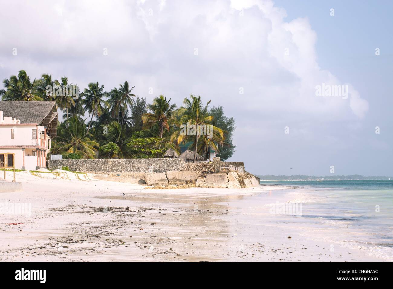 Beach at Zanzibar island in Tanzania, Africa. White sand beach with ...