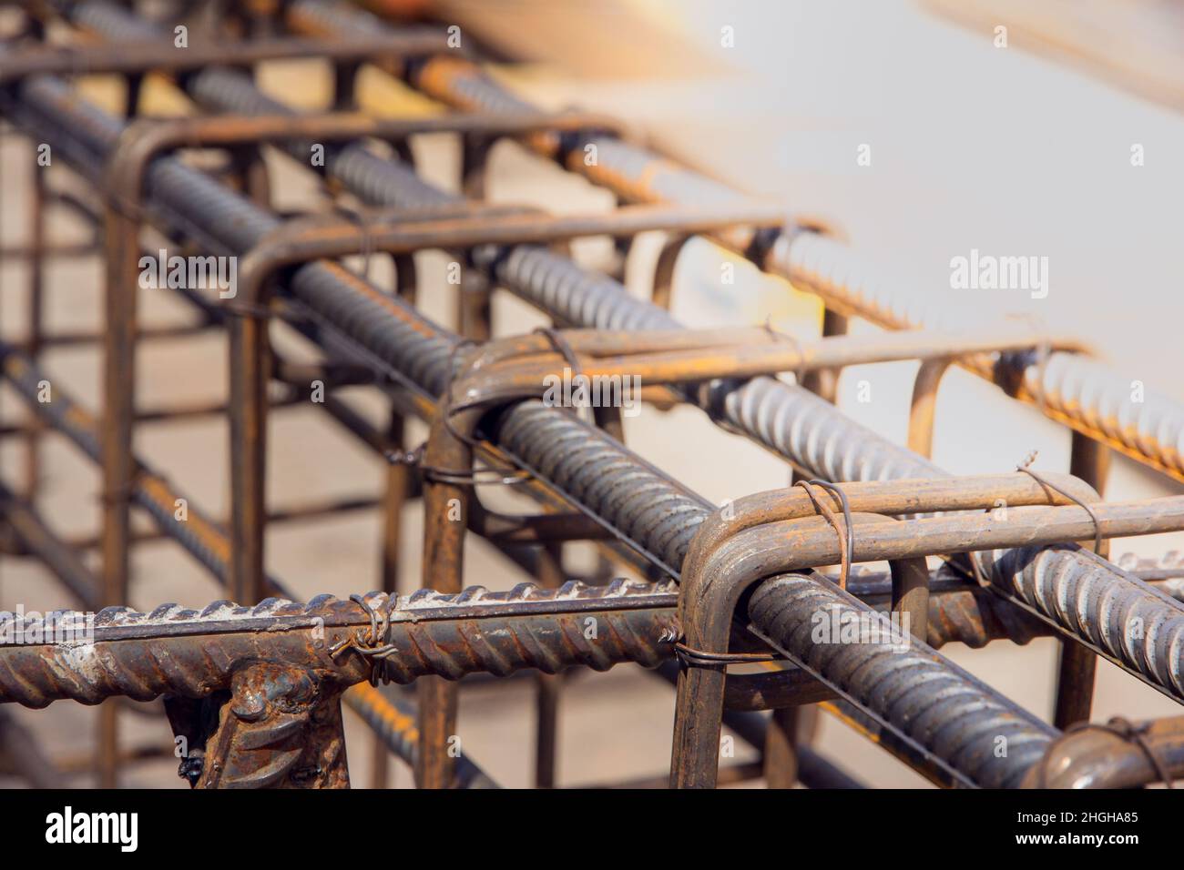 Assembly of reinforcing bars for pouring concrete. Industrial ...