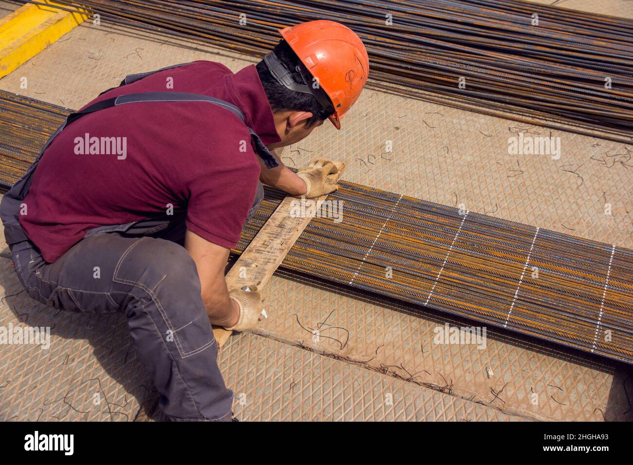 Assembly of reinforcing bars for pouring concrete. Industrial ...