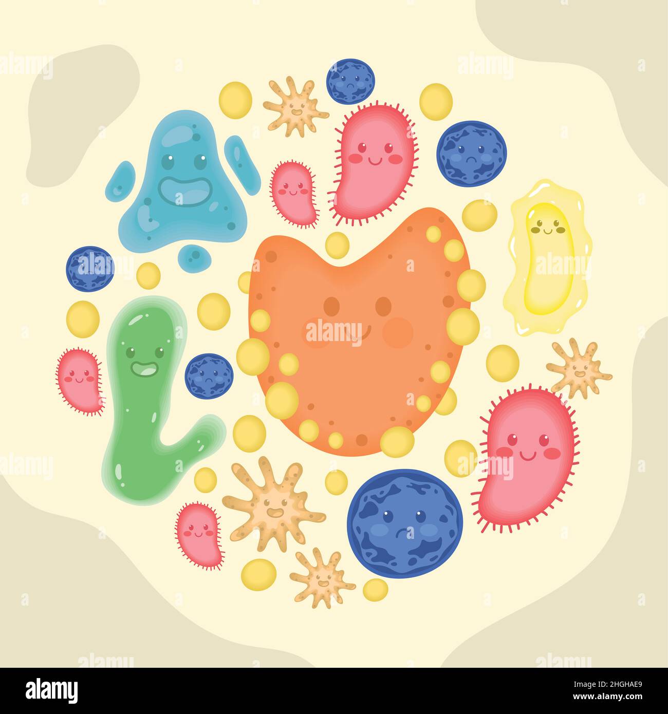 set microscopic bacteria cute Stock Vector Image & Art - Alamy
