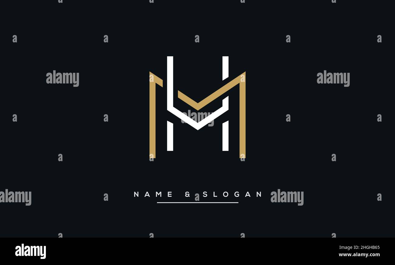 Modern abstract letter MH, HM logo design. Minimal MH, HM initial based ...
