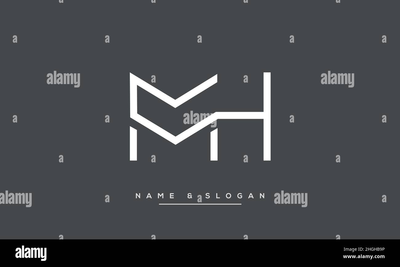 Modern abstract letter MH, HM logo design. Minimal MH, HM initial based ...