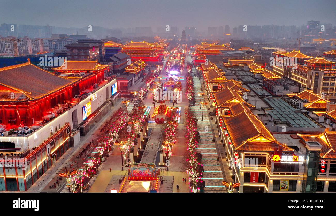 Xi'an, Chinese Lunar New Year. 1st Feb, 2022. Aerial photo taken on Jan ...