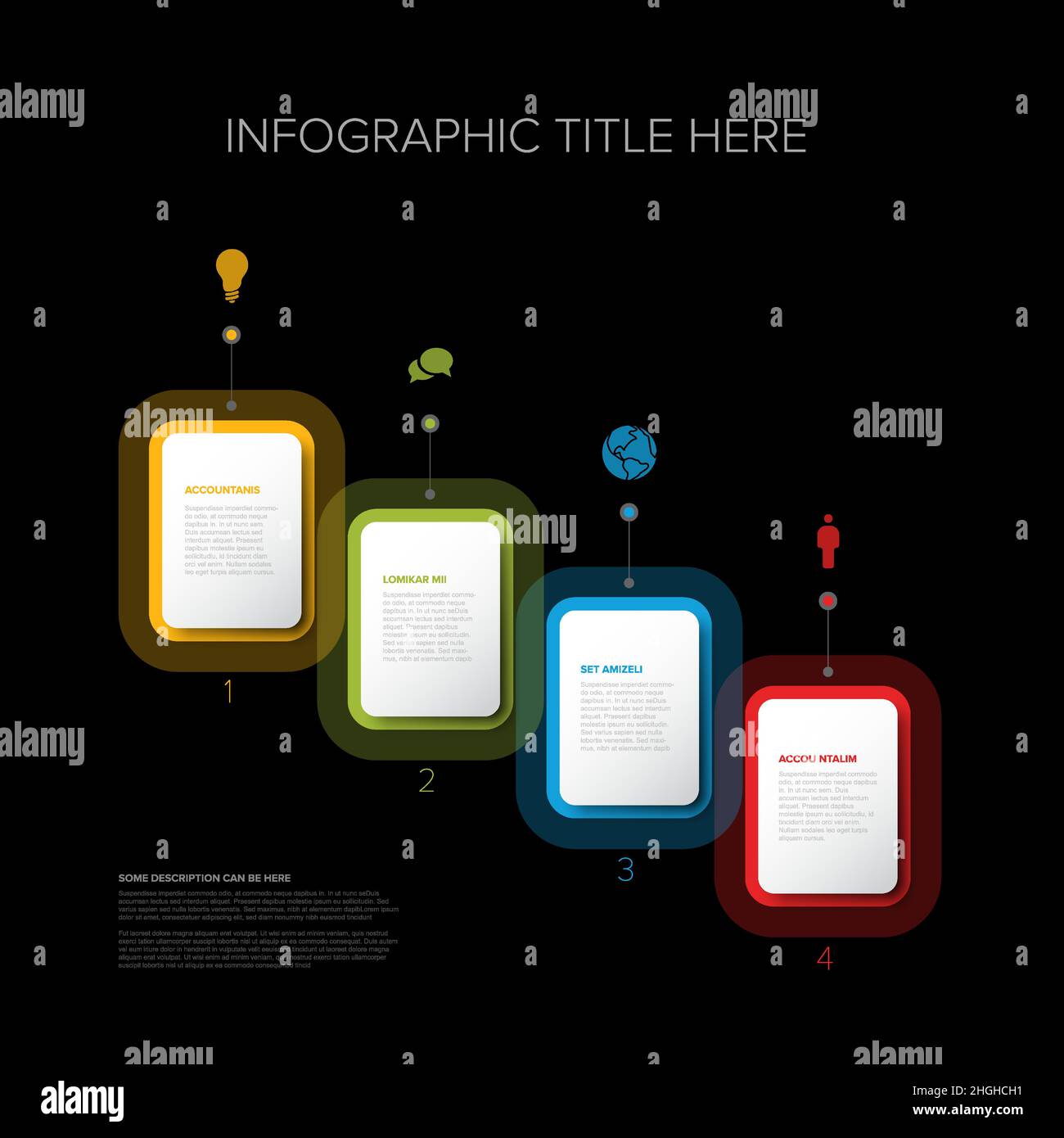 Vector multipurpose Infographic template set with four diagonal ...