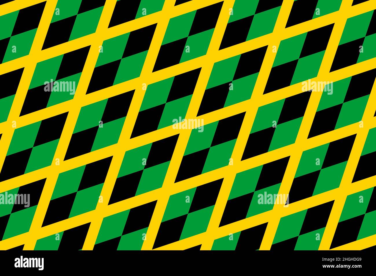 Geometric pattern in the colors of the national flag of Jamaica. The ...