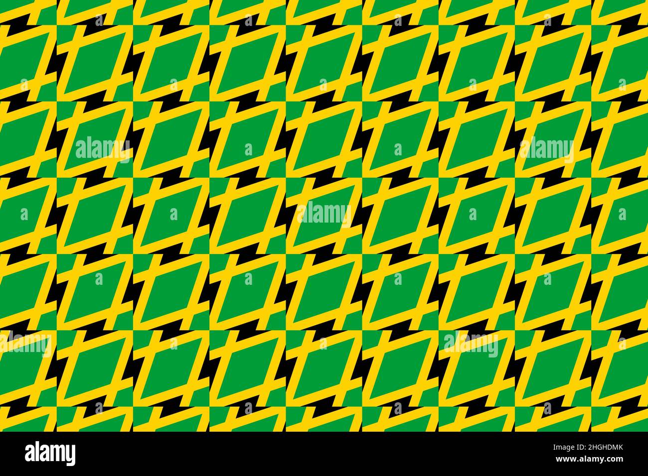 Geometric pattern in the colors of the national flag of Jamaica. The ...