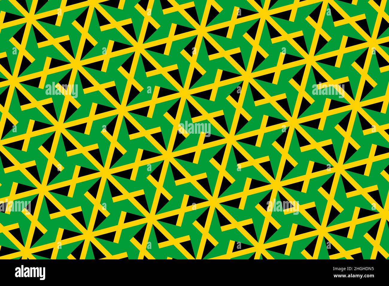 Geometric pattern in the colors of the national flag of Jamaica. The ...