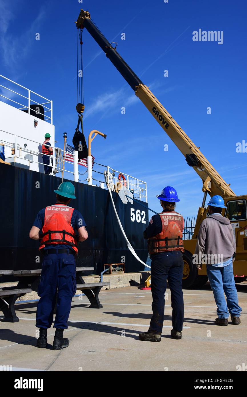 U.S. Coast Guardsmen from the USCGC Maria Bray (WLM 562), homeported in ...