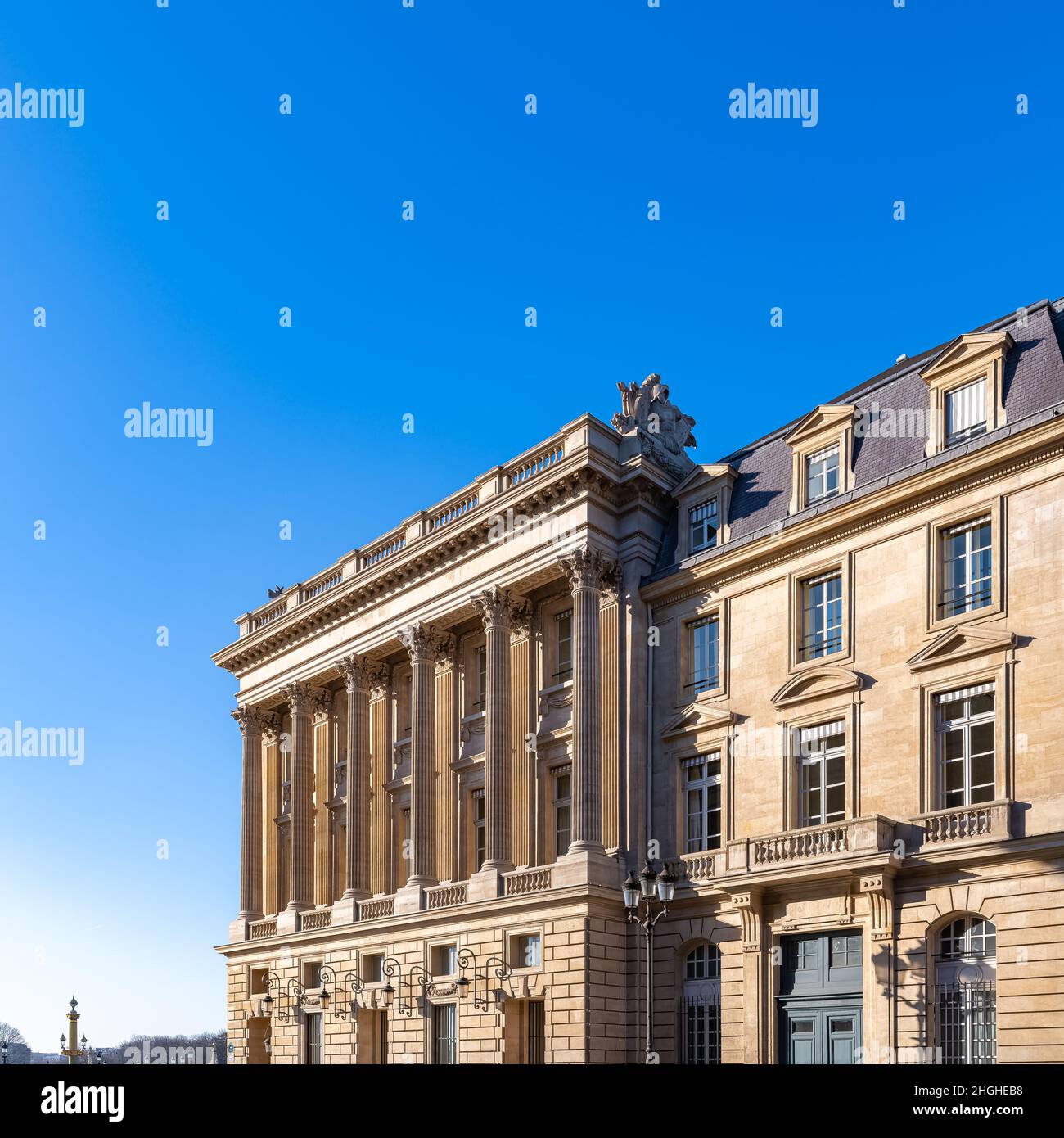 Paris, beautiful building rue Royale, in a luxury district Stock Photo ...