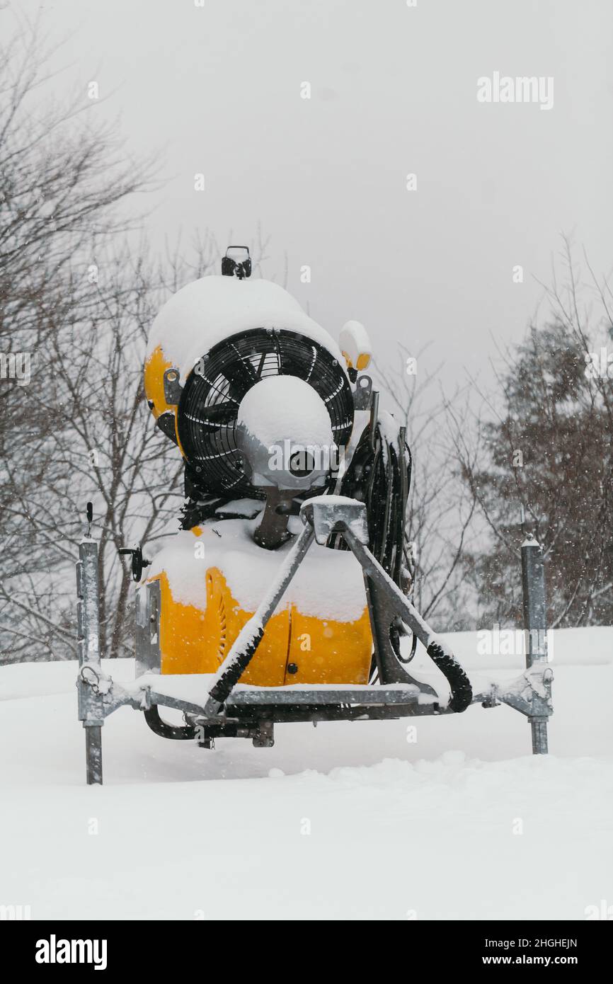 snow cannon on ski slope in winter Stock Photo - Alamy