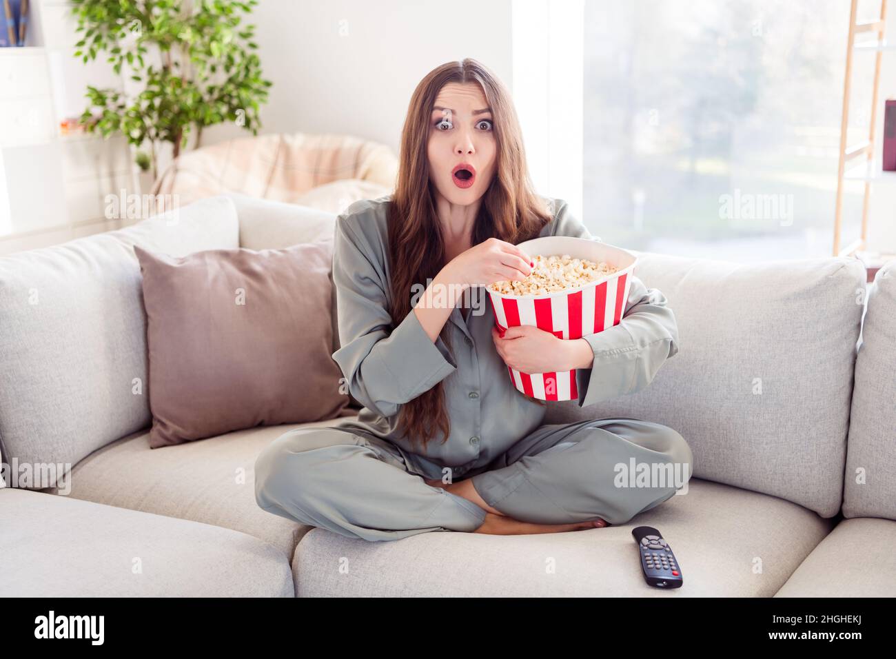 Full size photo of young girl amazed shocked afraid scared terrified ...
