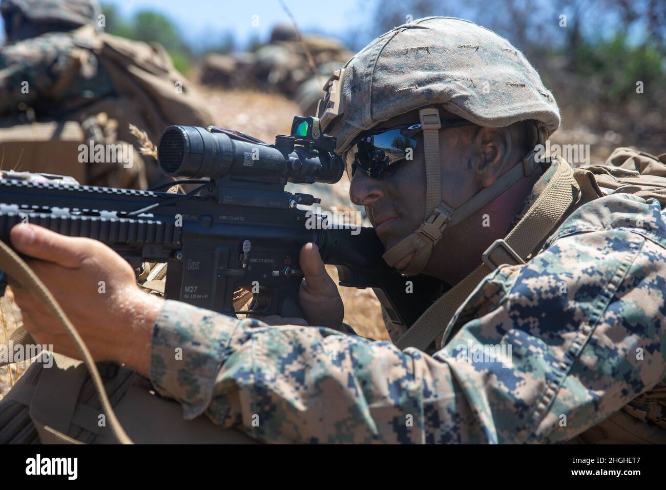 U.S. Marine Lance Cpl. Caleb Jess, an infantry automatic rifle gunner ...