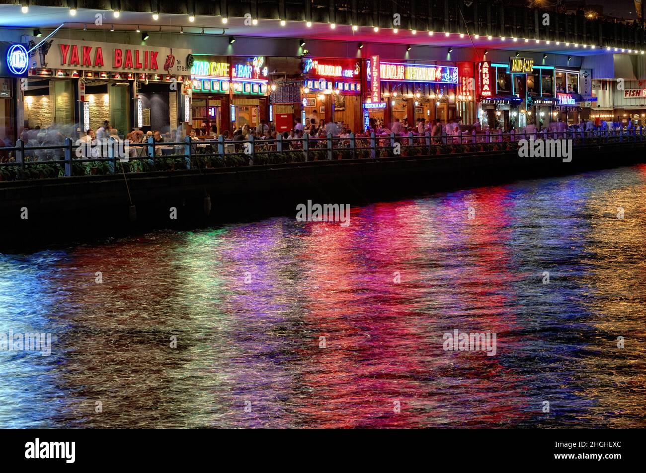 Turkish life in Istanbul by night Stock Photo - Alamy
