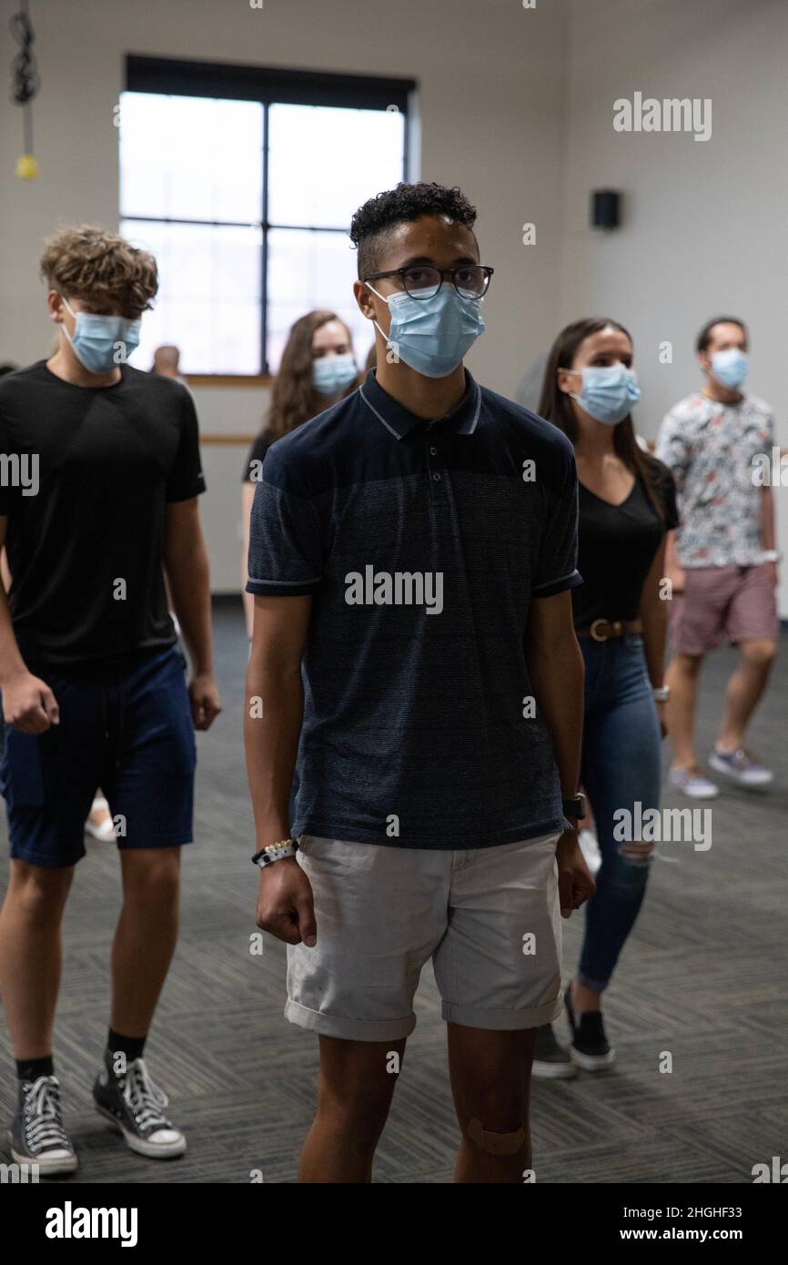Freedom Academy delegates sing cadences with an Army Drill sergeanton ...