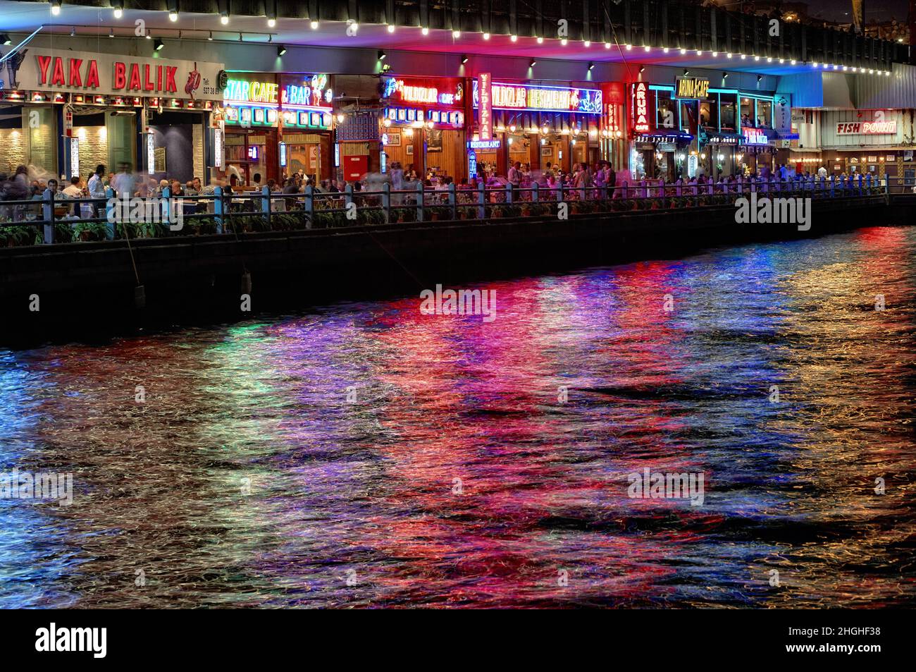 Turkish life in Istanbul by night Stock Photo - Alamy