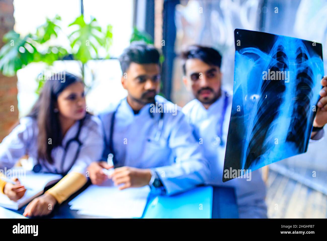 indian doctors are checking examining chest x-ray film Stock Photo - Alamy