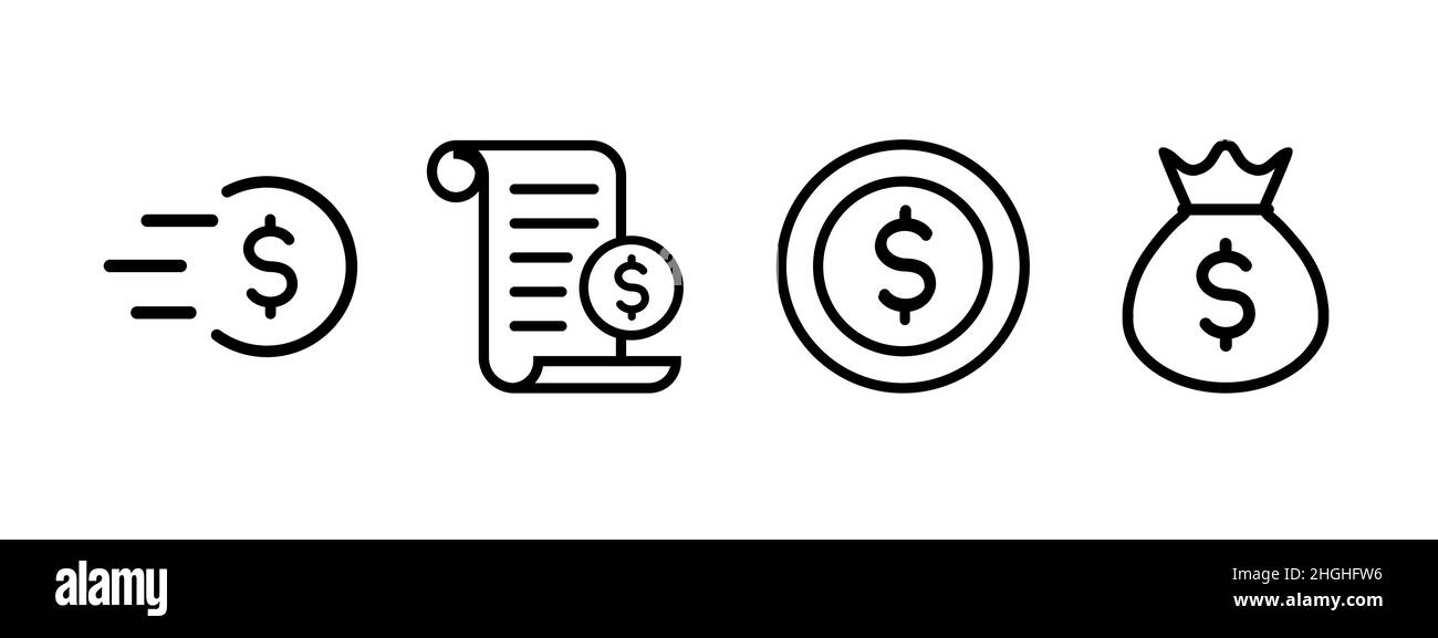 Money vector icon set. Coin with dollar sign icon. Fast money ...