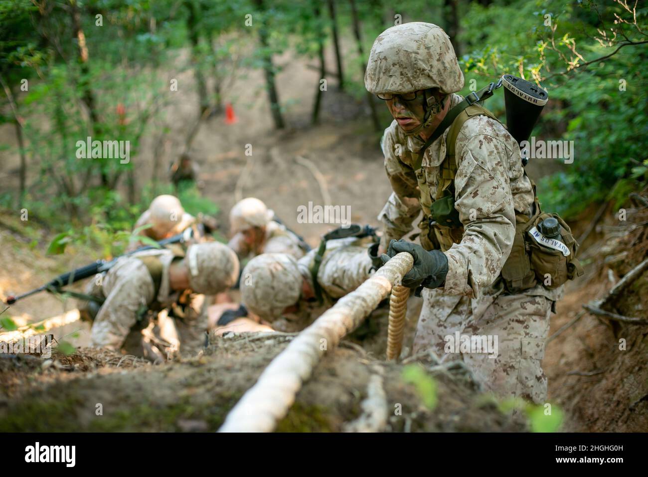 A U.S. Marine Corps officer candidates conduct the Small Unit ...