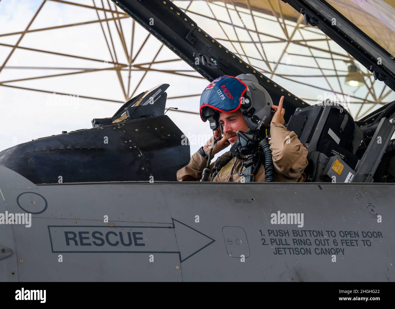 A U.S. Air Force F-16 pilot assigned to the 121st Expeditionary Fighter ...