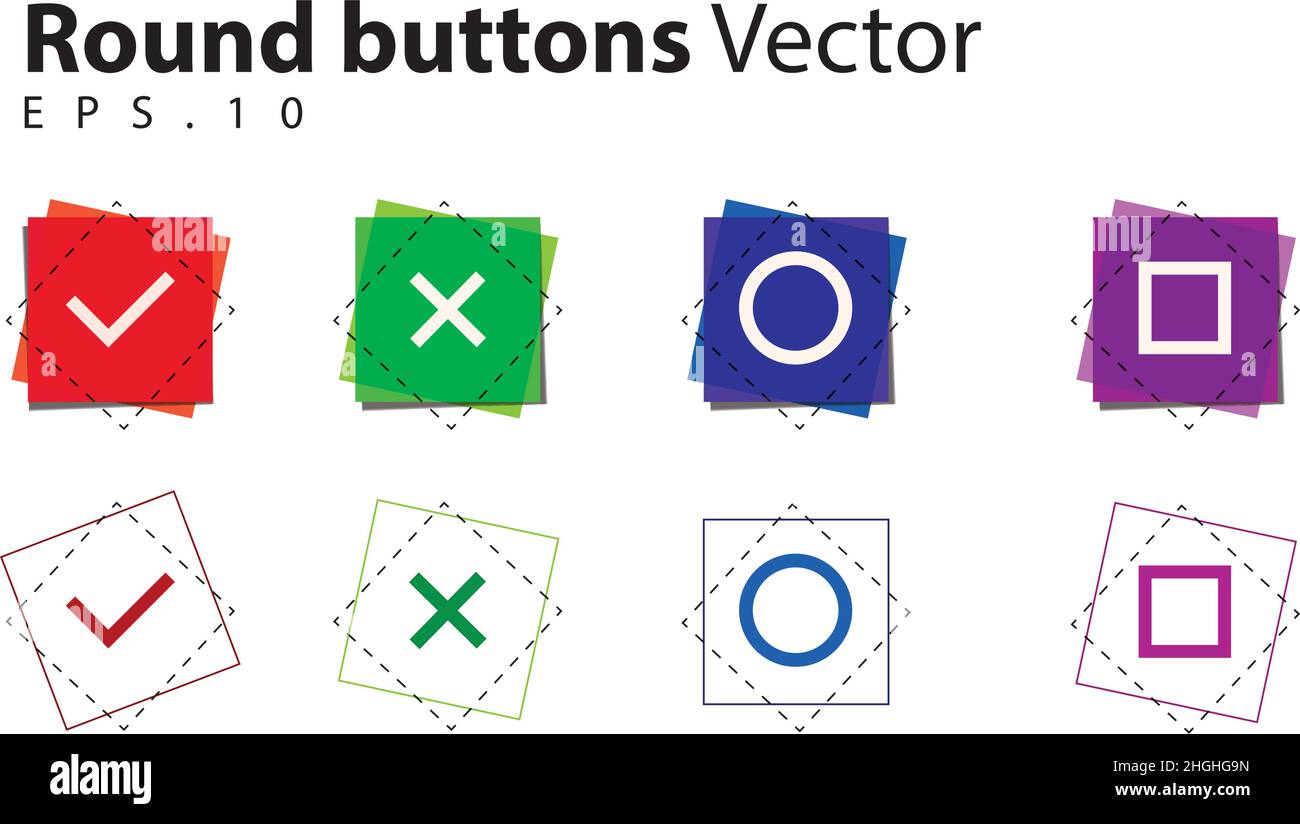Round check mark and cross symbols buttons games Vector Stock Vector ...