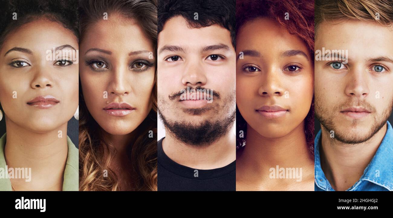Confident in every form. Composite image of a diverse group of people ...