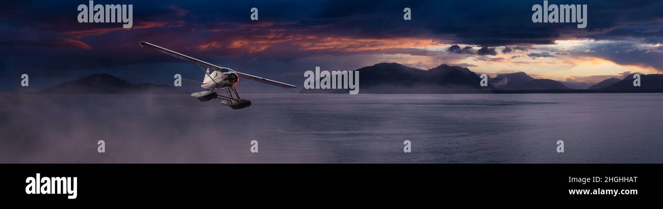 Seaplane Aircraft Flying over the Pacific Ocean Coast Stock Photo - Alamy