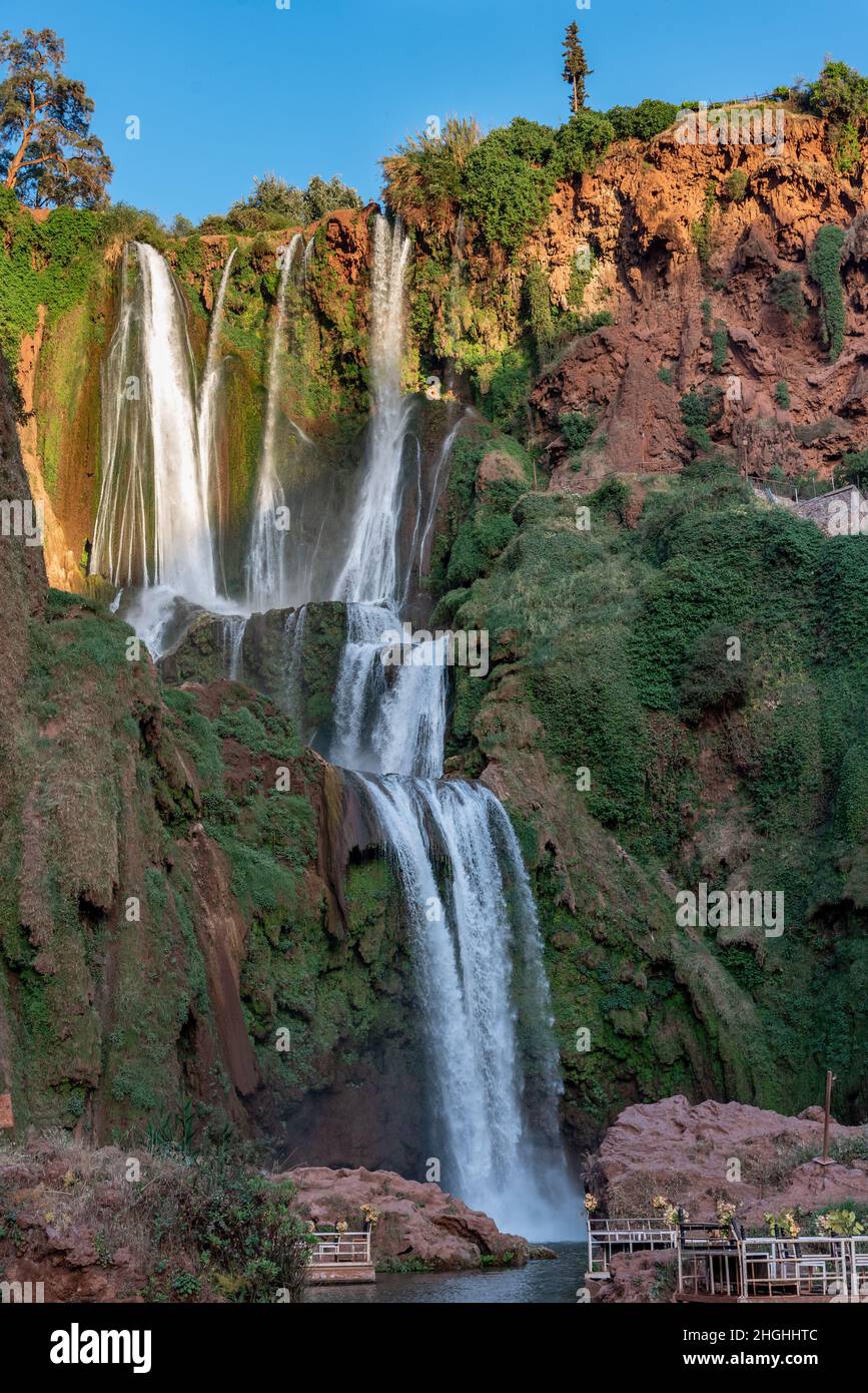 The Atlas Mountains in Morocco. The spectacular waterfalls of Ouzoud ...