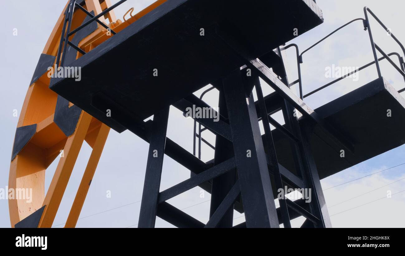 Drilling rig in an oil field. Extraction of oil from underground. Oil ...