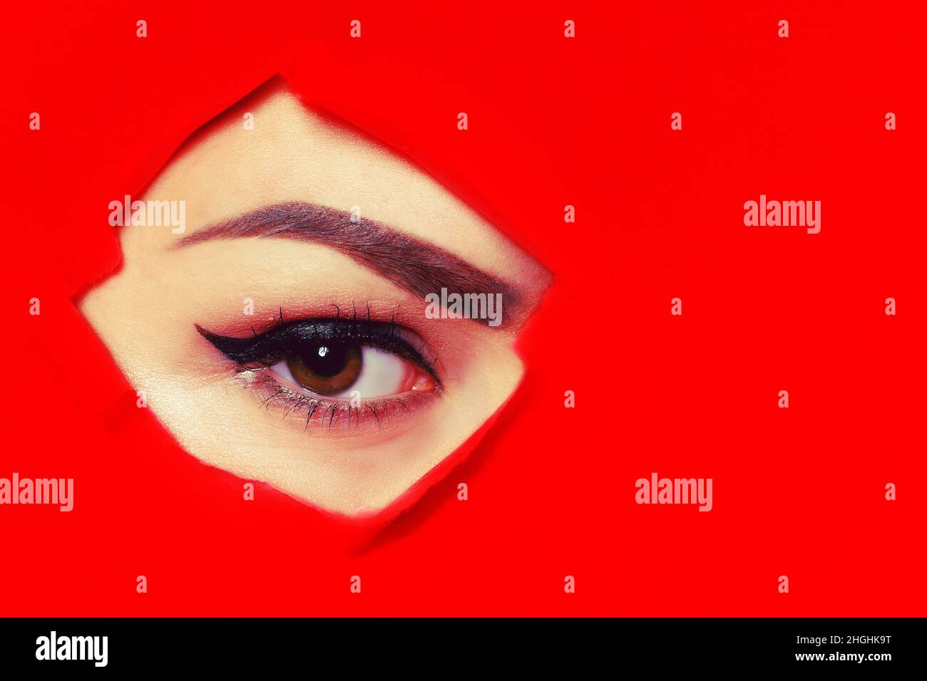 Beautiful brown eye, arrows, perfect eyebrows. Beauty salon, eyebrow ...