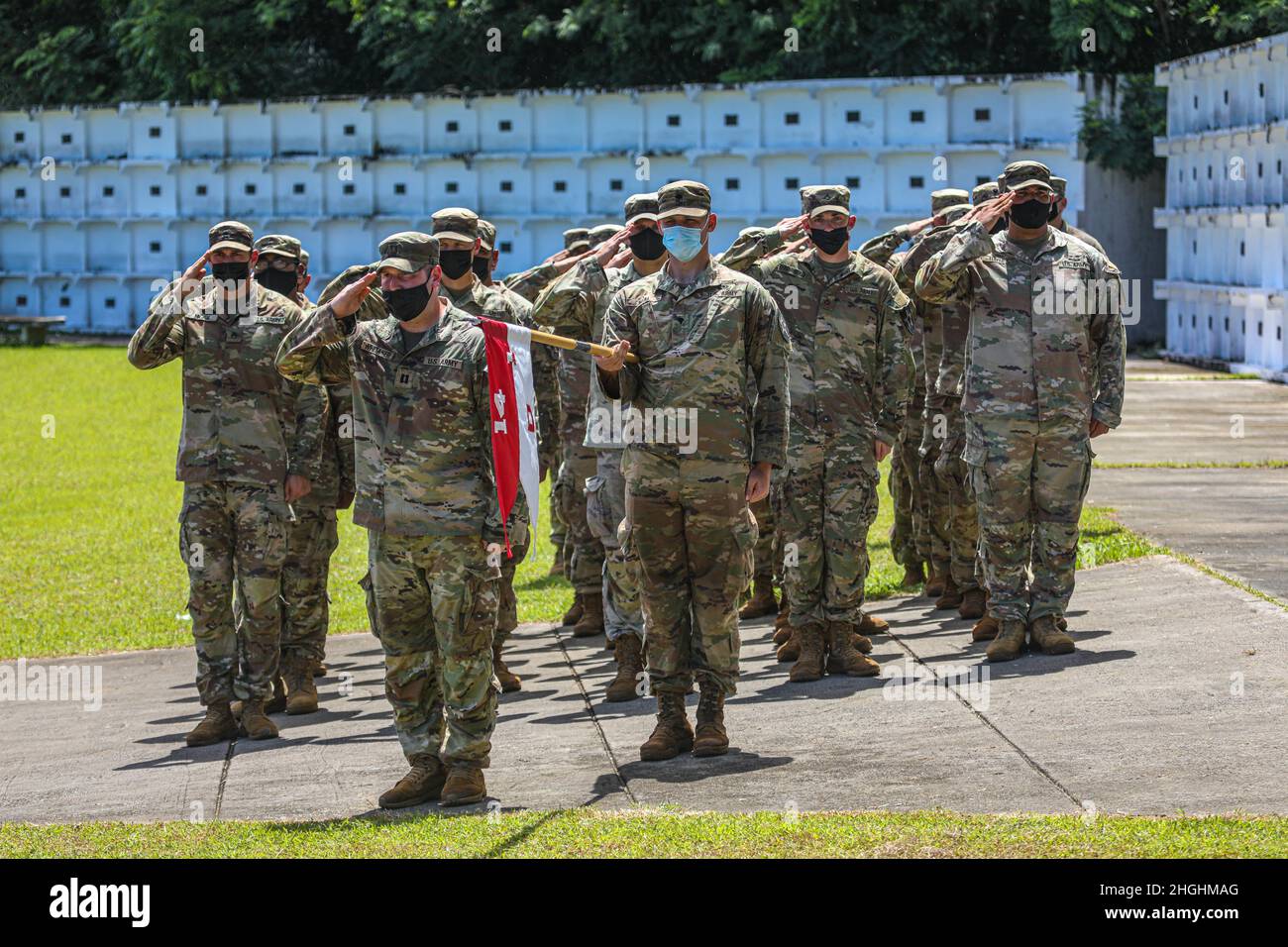 U.S. Army Soldiers from the 1st Squadron, 14th Cavalry Regiment, render ...