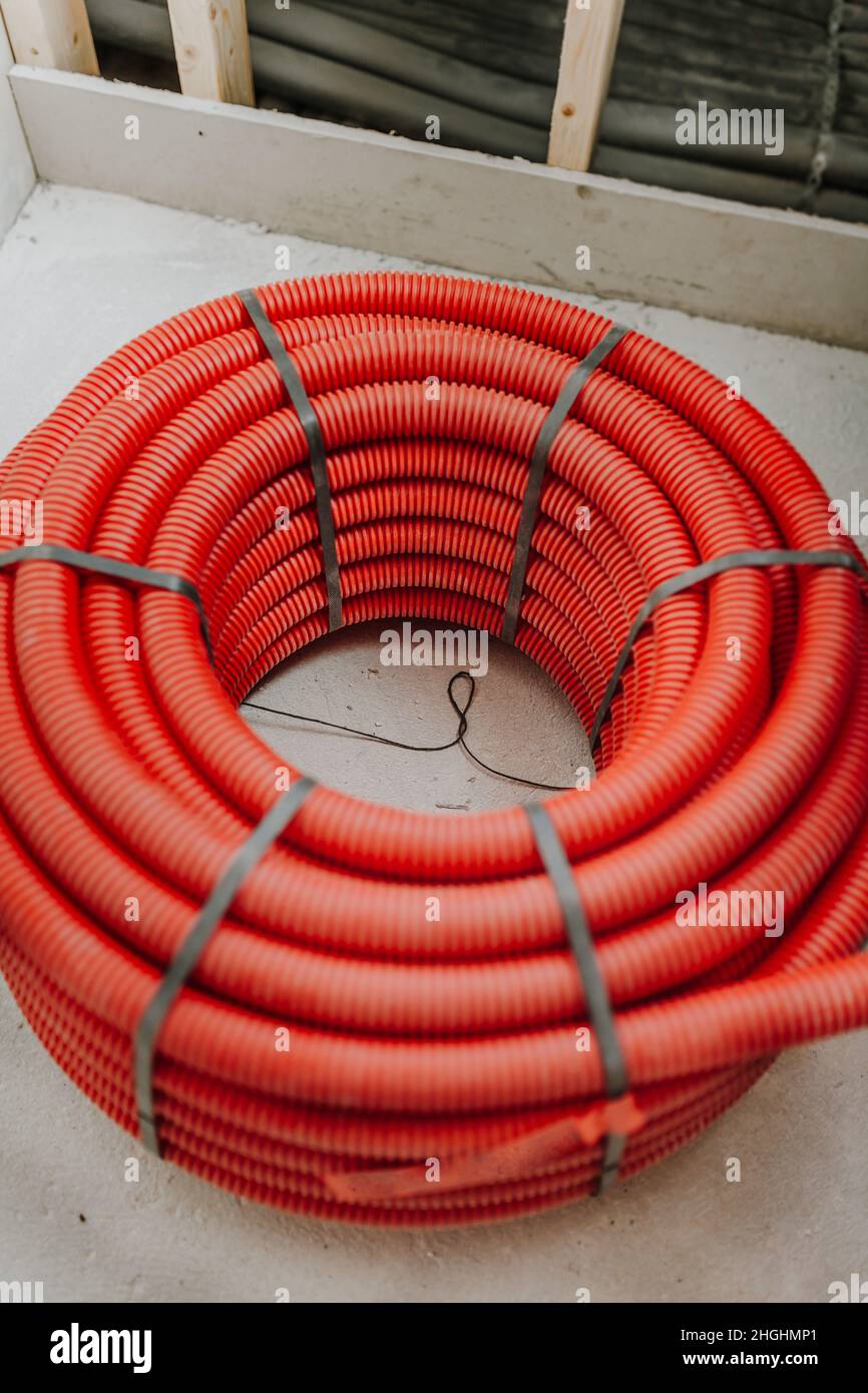 PVC Sewer Tube Lying on Construction Site Stock Photo - Alamy