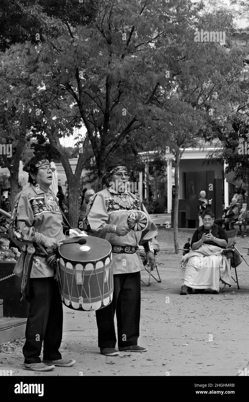 Drummers for a Native American dance group from Zuni Pueblo in New ...