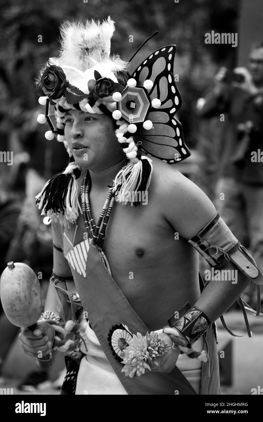 Members of a Native American dance group from Zuni Pueblo perform a ...